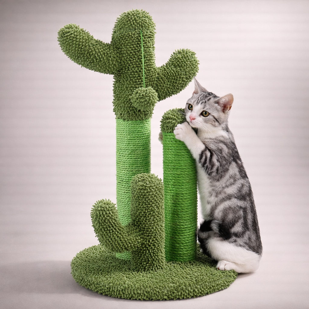 Cactus Cat Scratcher – Sisal Vertical Scratch Post – Jack & Susy